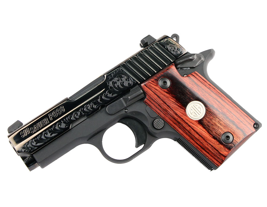 Sig Sauer P938 9mm, Night Sights, Engraved Rosewood - Top Gun Supply