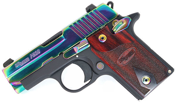 Sig Sauer P238 .380ACP, Rainbow Titanium Finish, Rosewood Grips, Night Sights, SAO - Top Gun Supply
